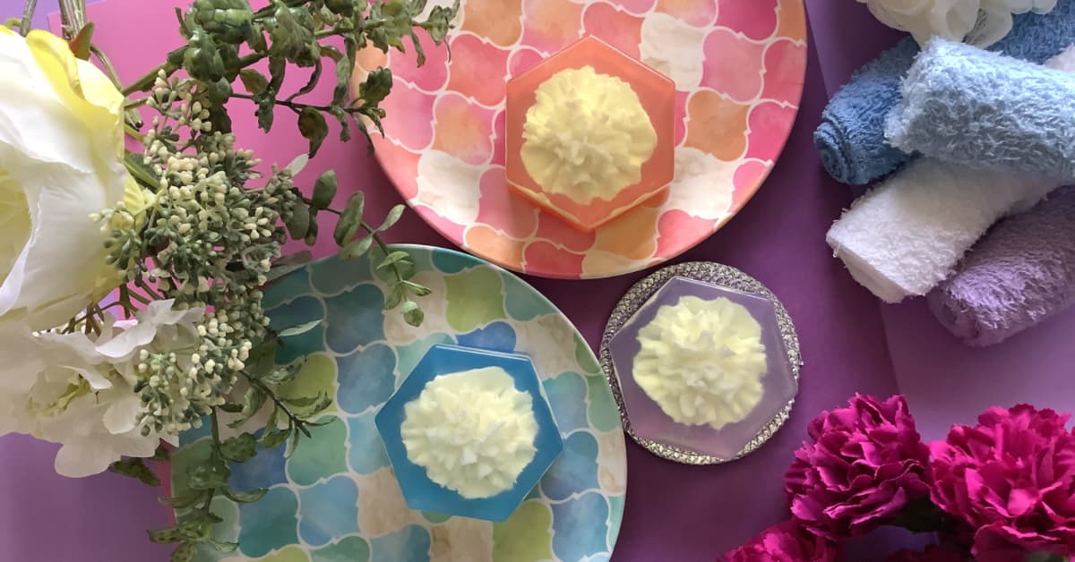 Embedded Carnation Melt and Pour Soap Bars